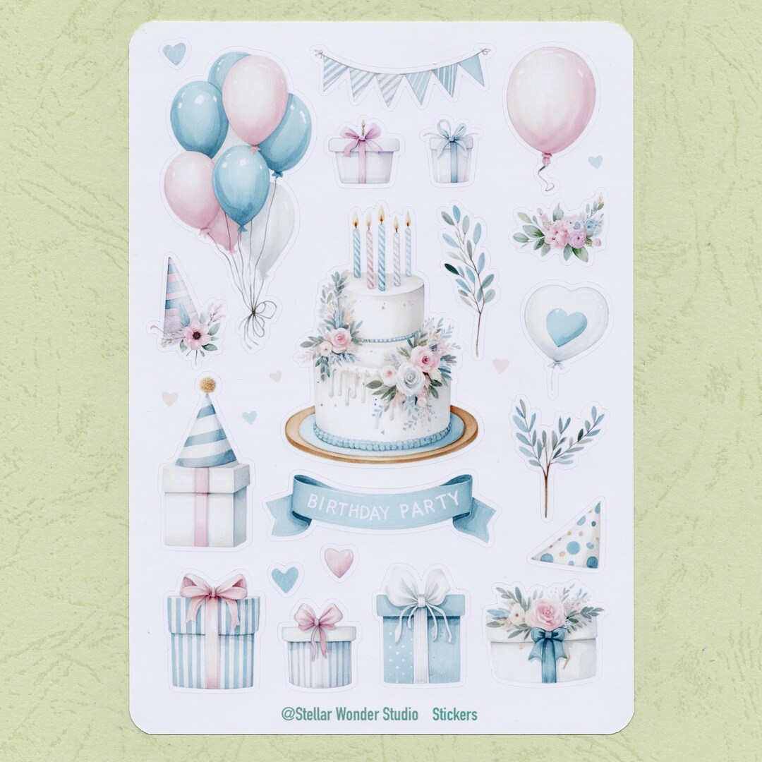 Sticker Sheet—celebration: A Birthday Party With Cakes and Balloons ...