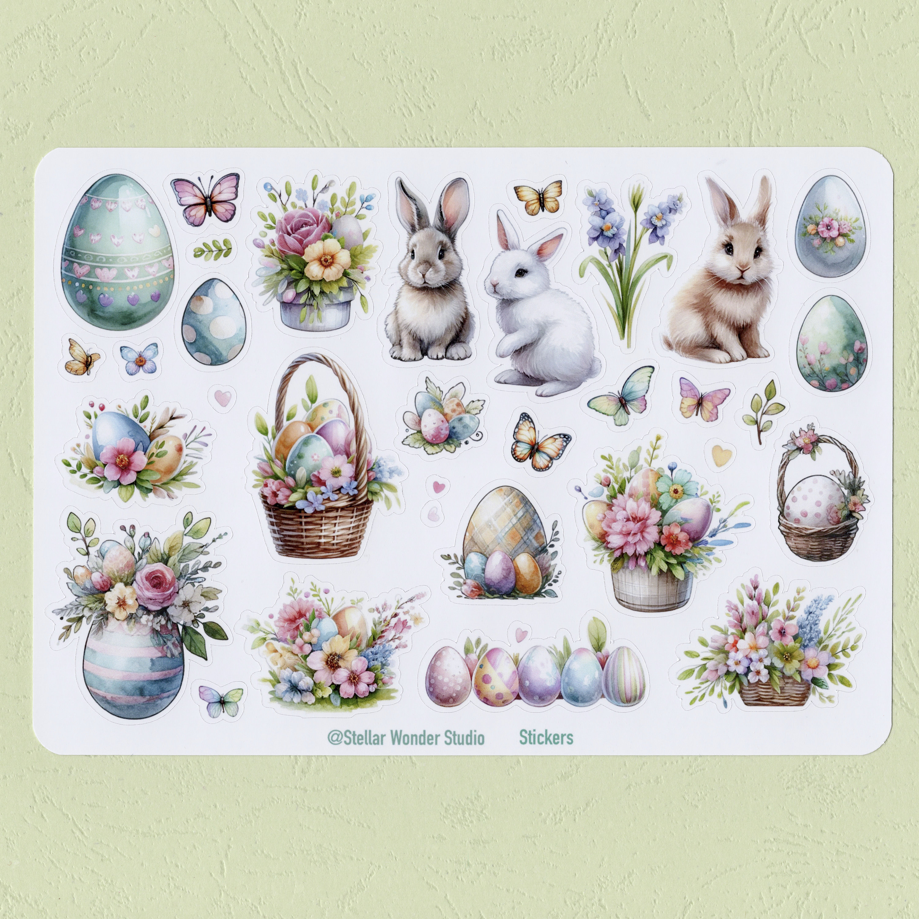 Sticker Sheet - Easter | Bunny | Spring | Garden | Egg | Flower ...