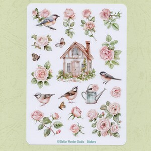 Sticker Sheet—rose Bird Haven: A Cottage Garden Where Roses Bloom and ...