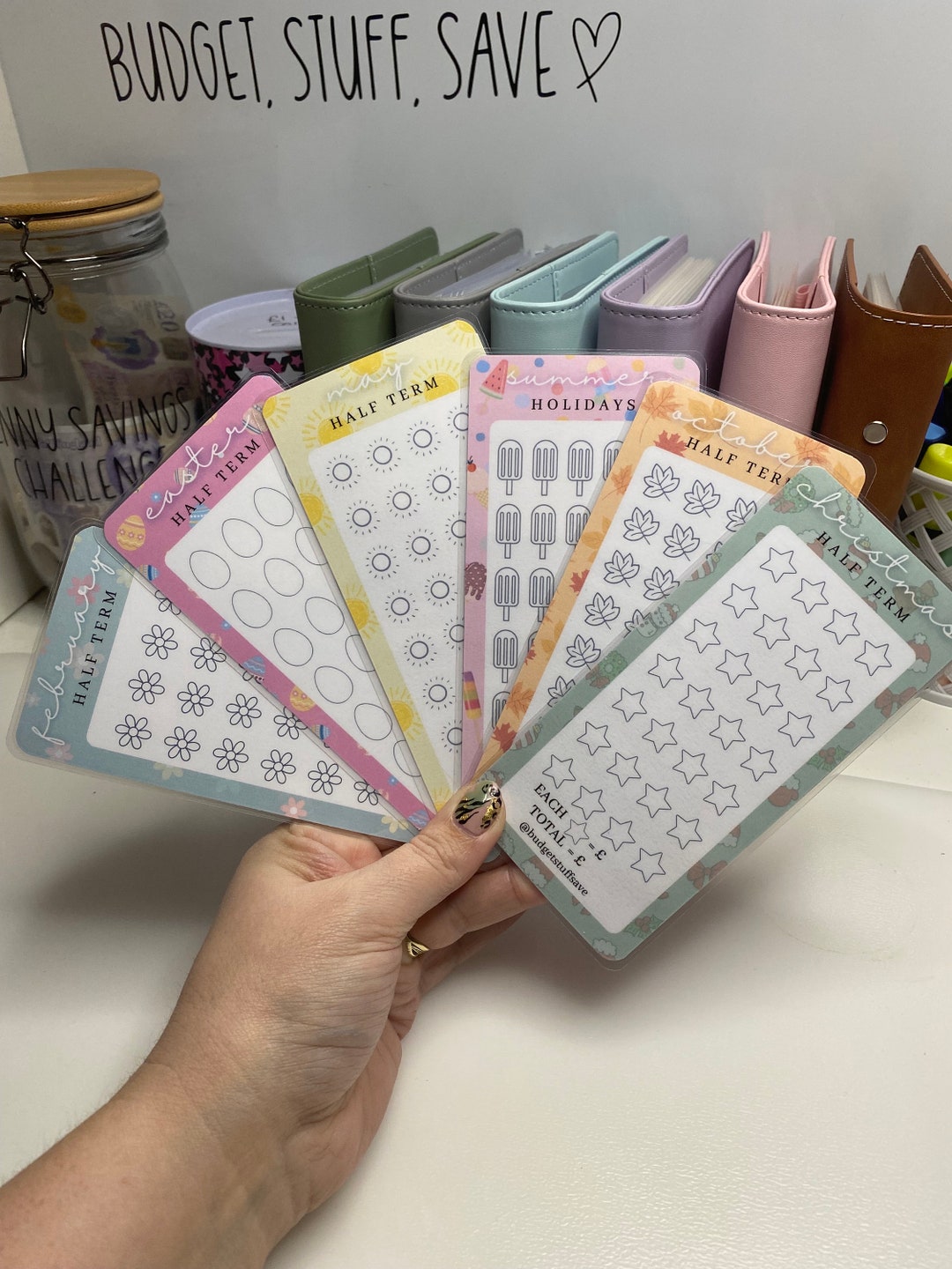 School Holiday Savings Tracker Bundle, Laminated Cash Stuffing ...