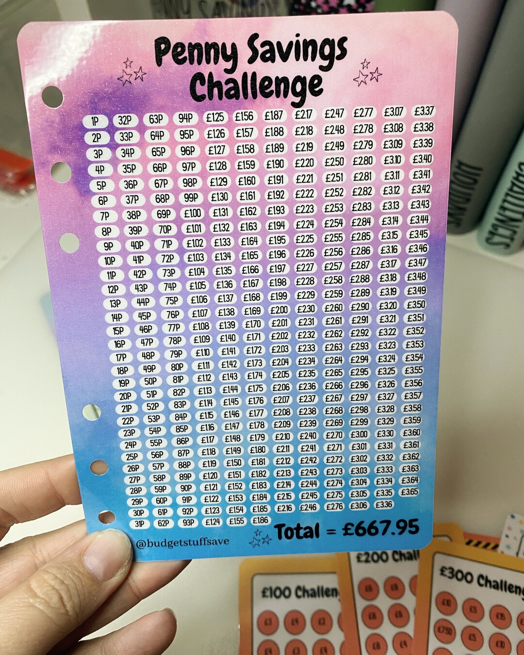 The ORIGINAL Penny Saving Challenge, Cash Stuffing, Budgeting - Etsy UK