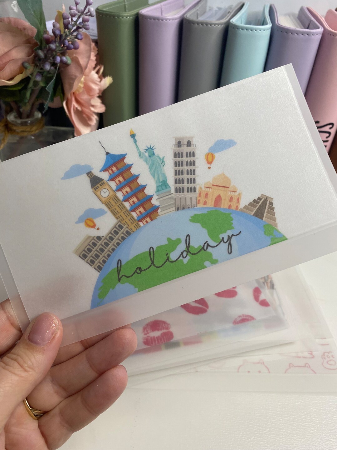 Holiday ‘globe Design’ A6 VELLUM Wallet and Tracker, Cash Stuffing ...