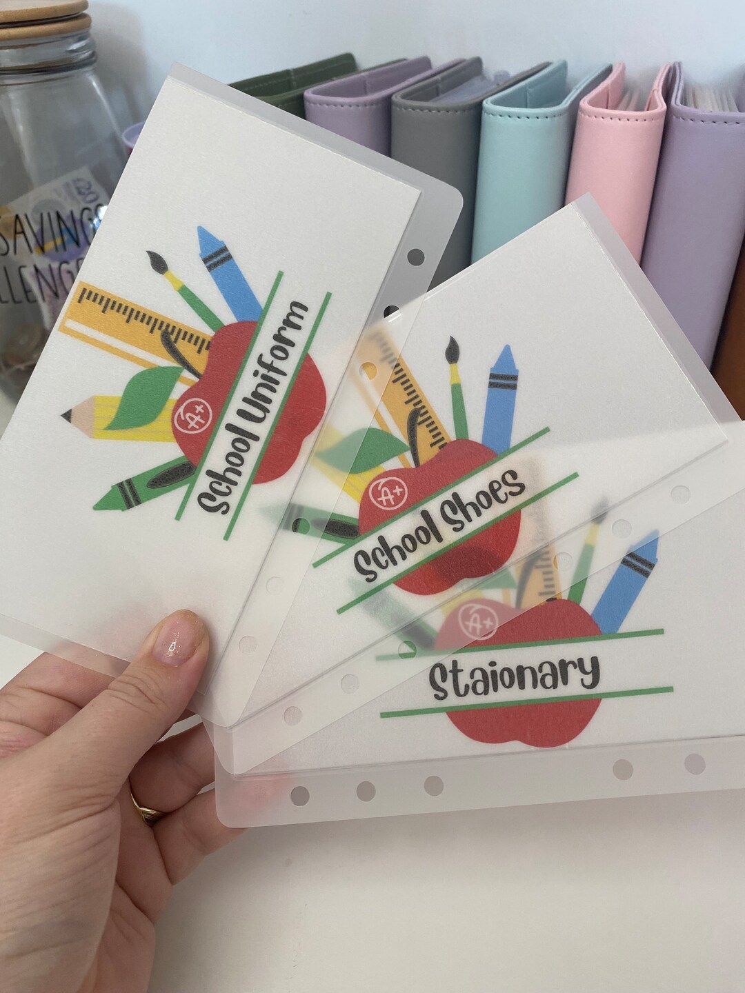 School (apple Design) A6 VELLUM Wallet, Cash Stuffing, Back to School ...