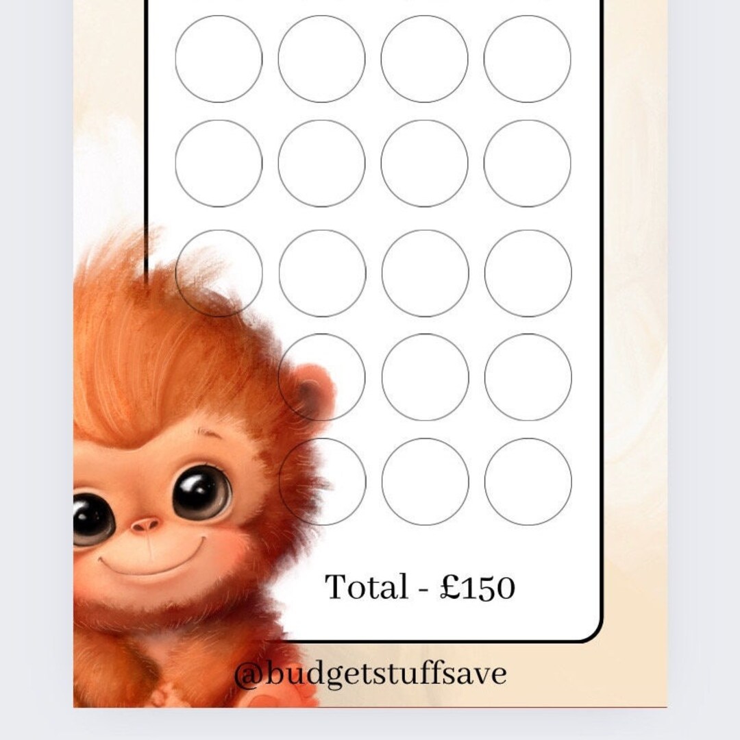 Monkey Fiver Fun Savings Tracker, Cash Stuffing, Budgeting, A6 Binder ...