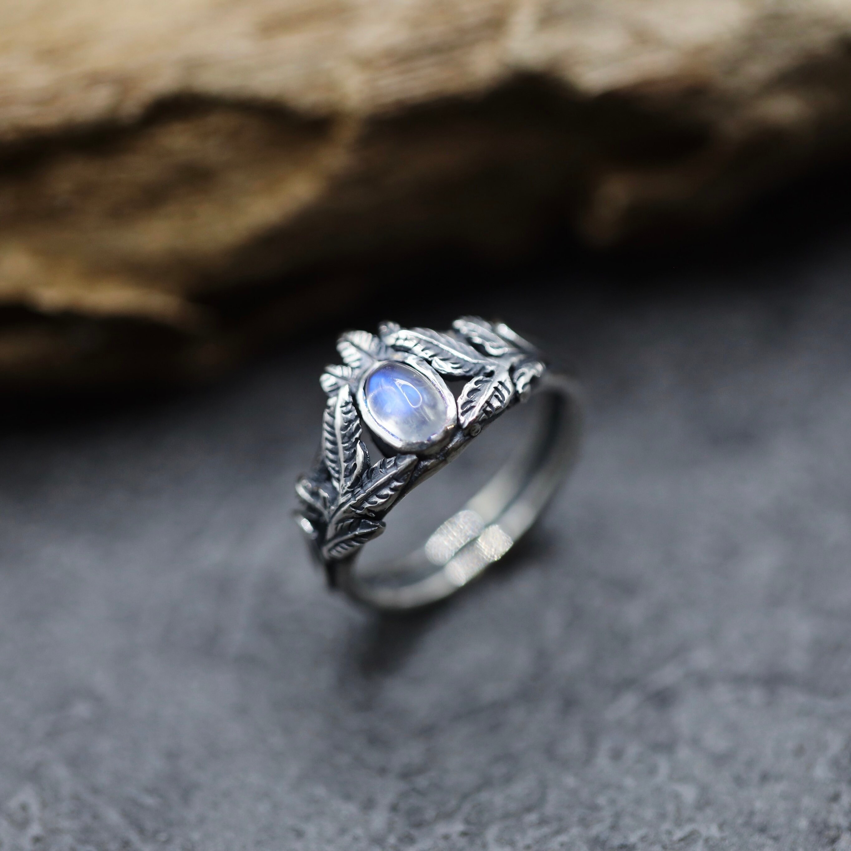 Handmade Moonstone Ring - Leaf Ring Design - June Birthstone - Etsy
