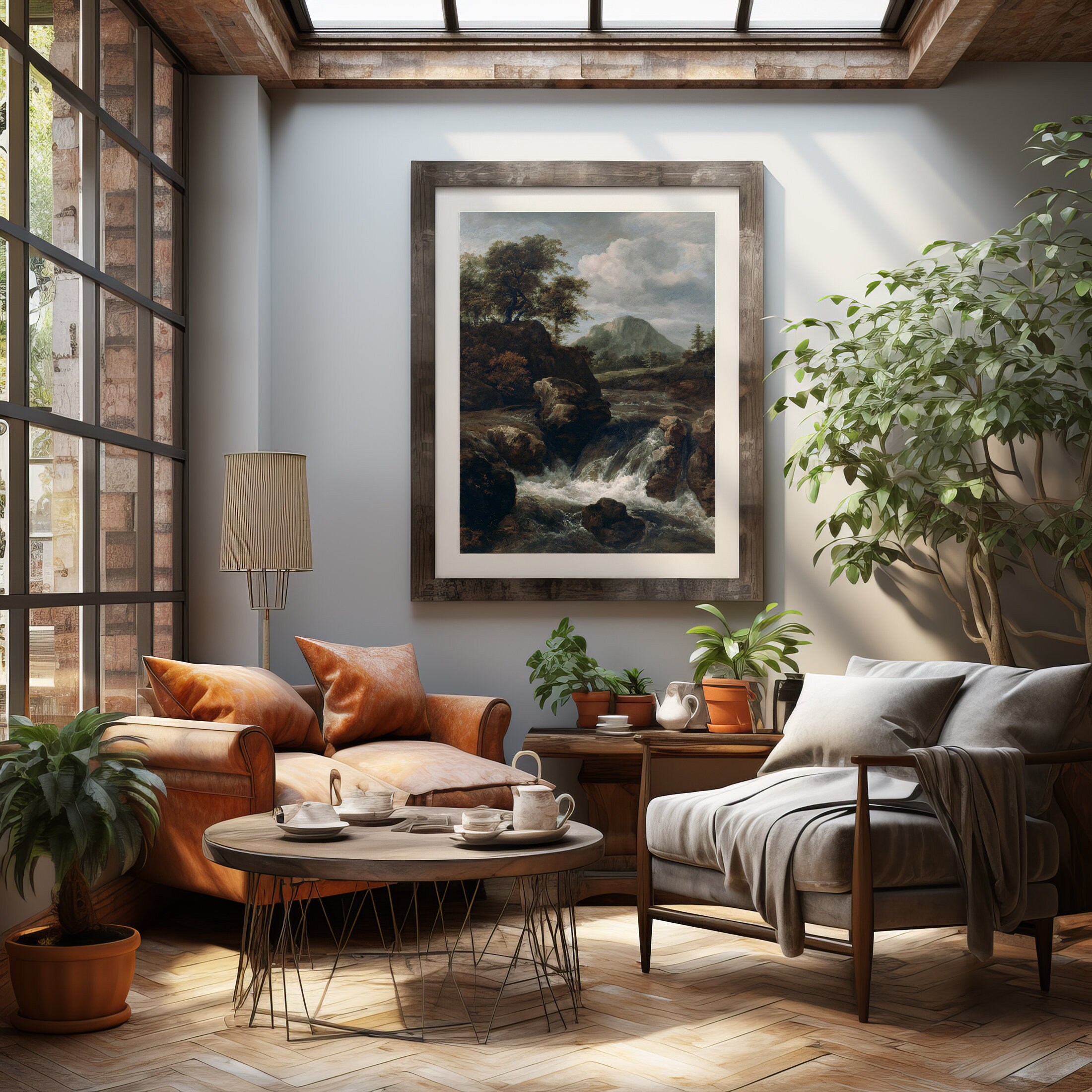 Majestic Flowing River Art, Stunning Landscape Painting With Water ...