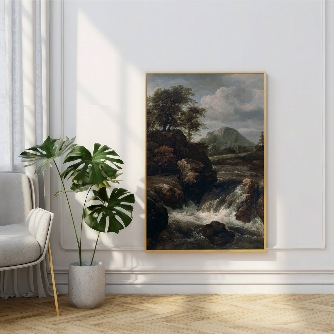 Majestic Flowing River Art, Stunning Landscape Painting With Water ...
