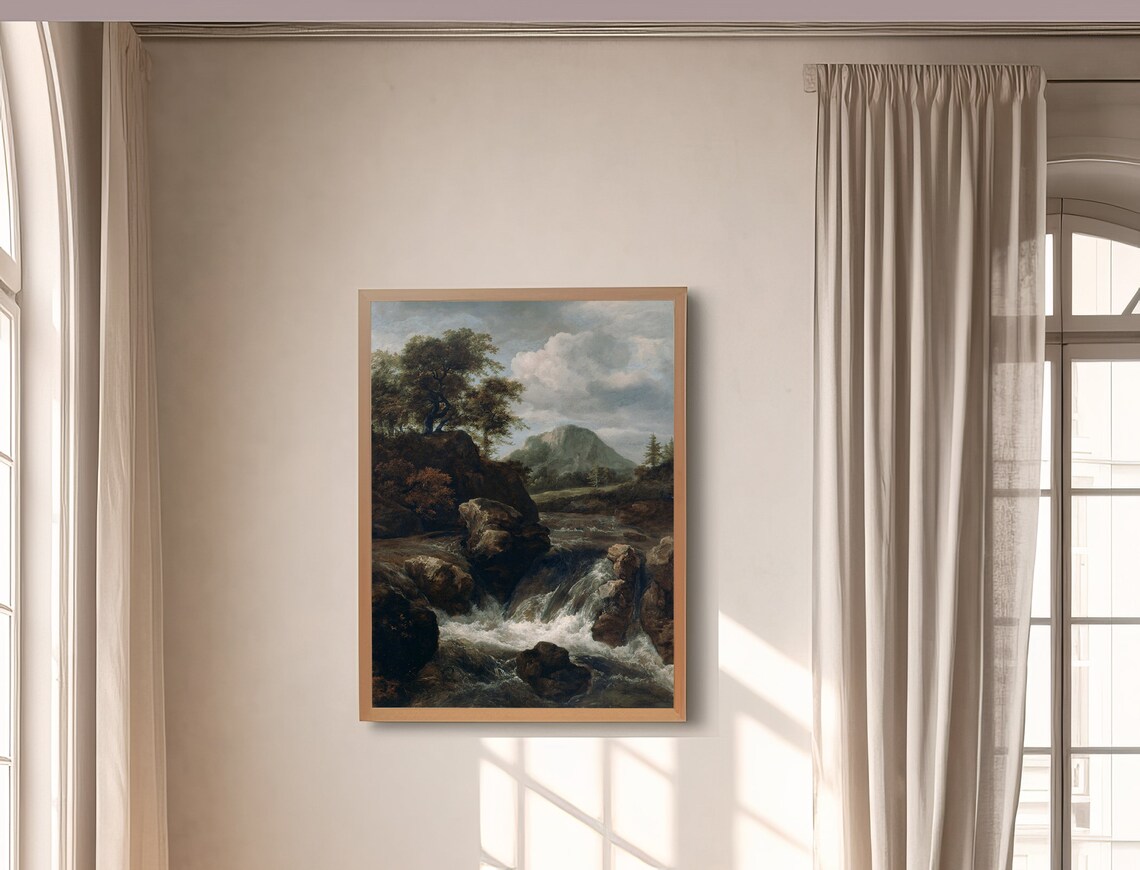 Majestic Flowing River Art, Stunning Landscape Painting With Water ...