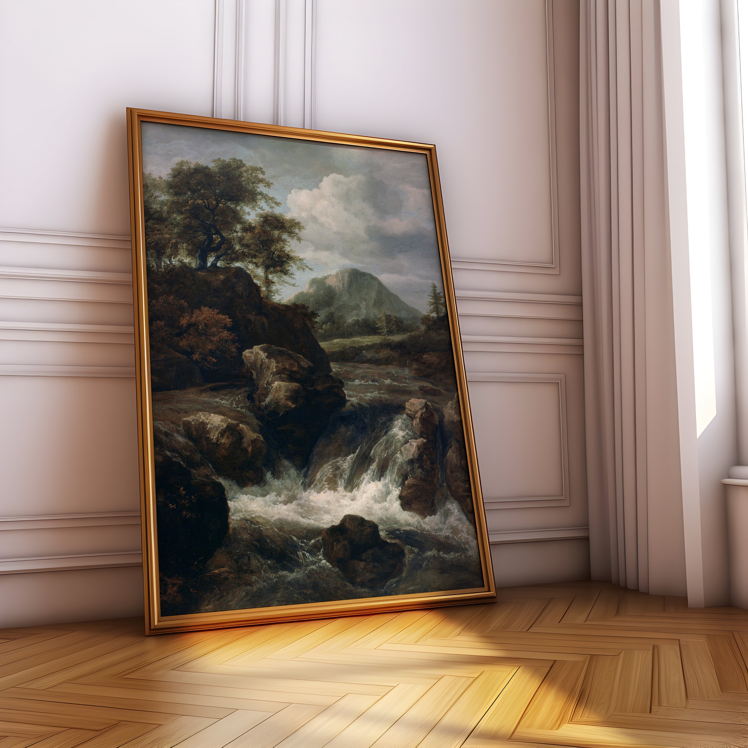 Majestic Flowing River Art, Stunning Landscape Painting With Water ...