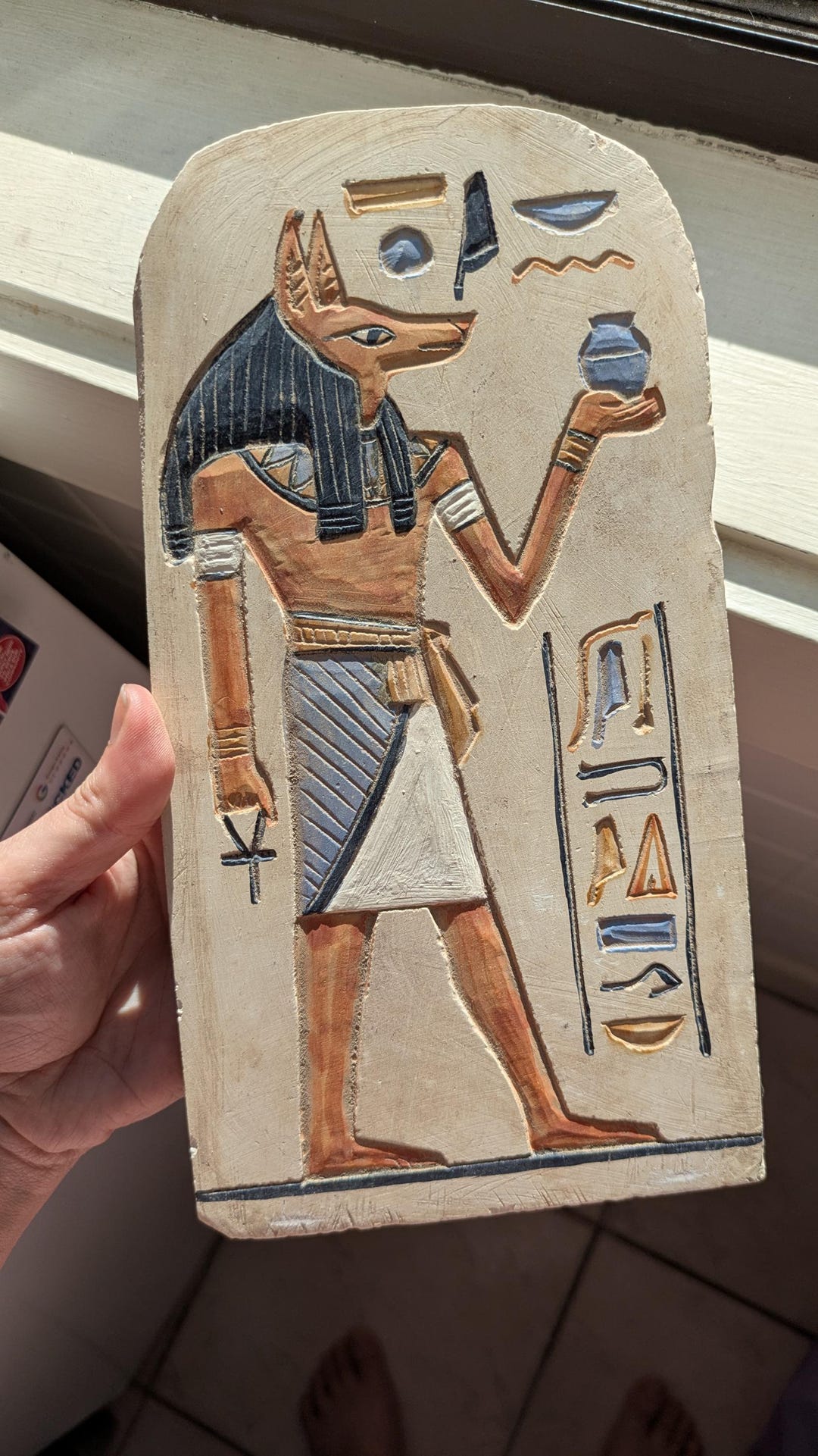Hand-carved Luxor Alabaster Anubis Tablet: Ancient Egypt Soul Weighing ...