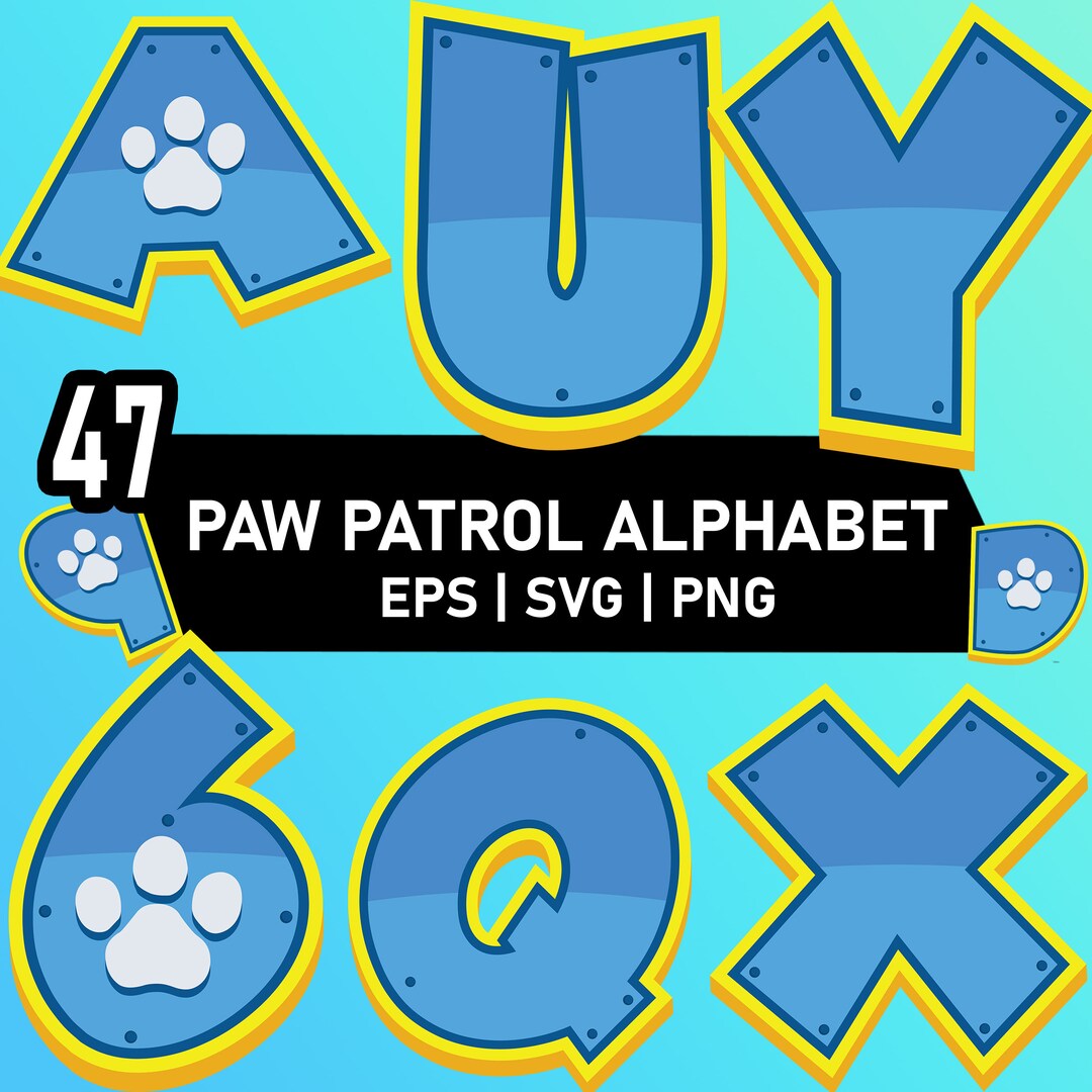 Paw Letters Paw Font SVG Alphabet OTF 3D Paw Alphabet Clipart Paw Font ...