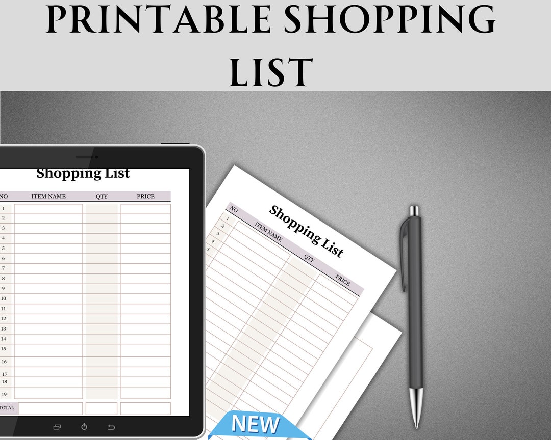 Shopping List, Grocery List Planner, Supply List Planner, Simple ...