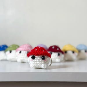 Crochet Mushroom Boy Keychain, Cute Handmade Backpack Charm, Amigurumi ...