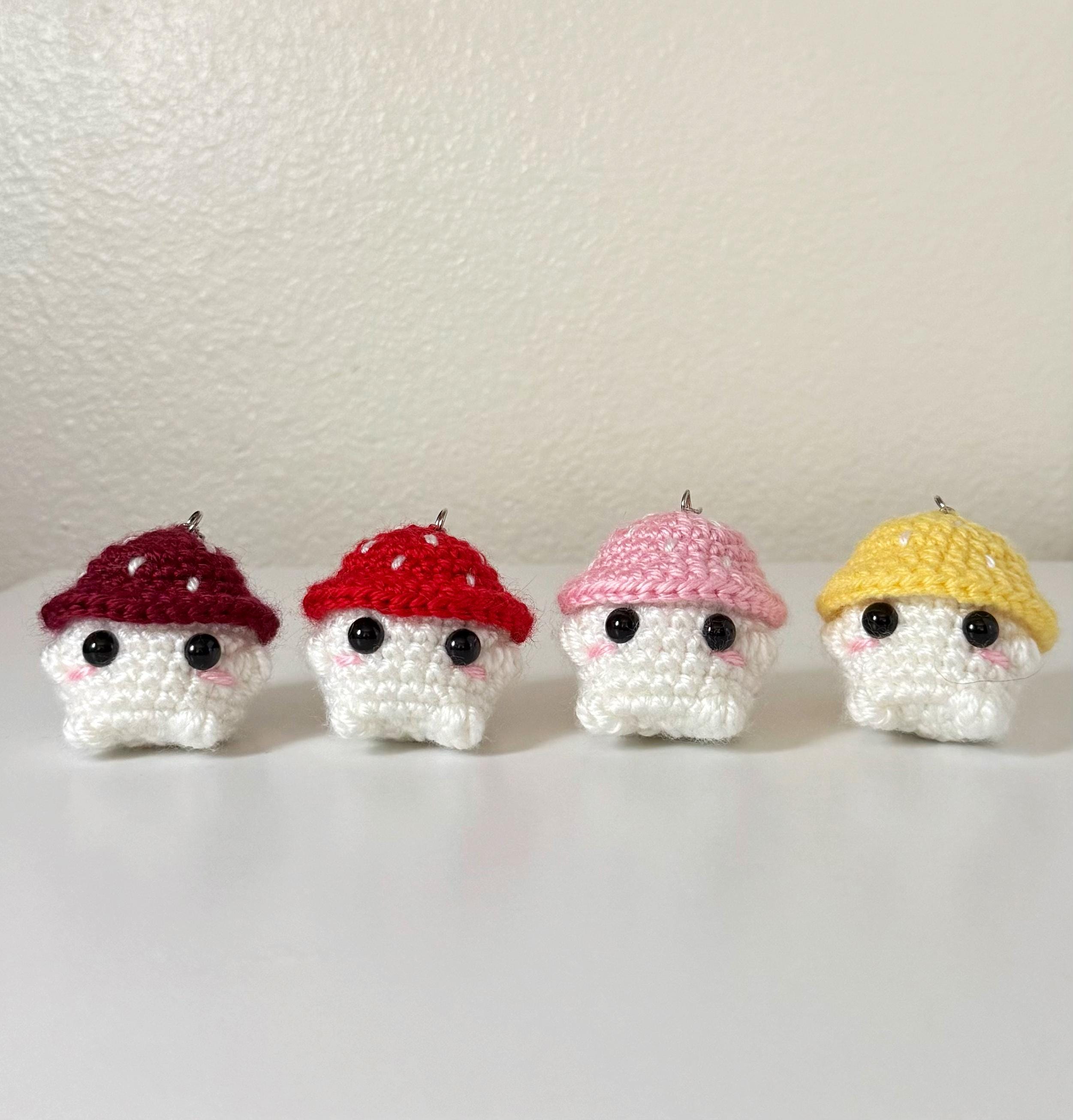 Crochet Mushroom Boy Keychain, Cute Handmade Backpack Charm, Amigurumi ...