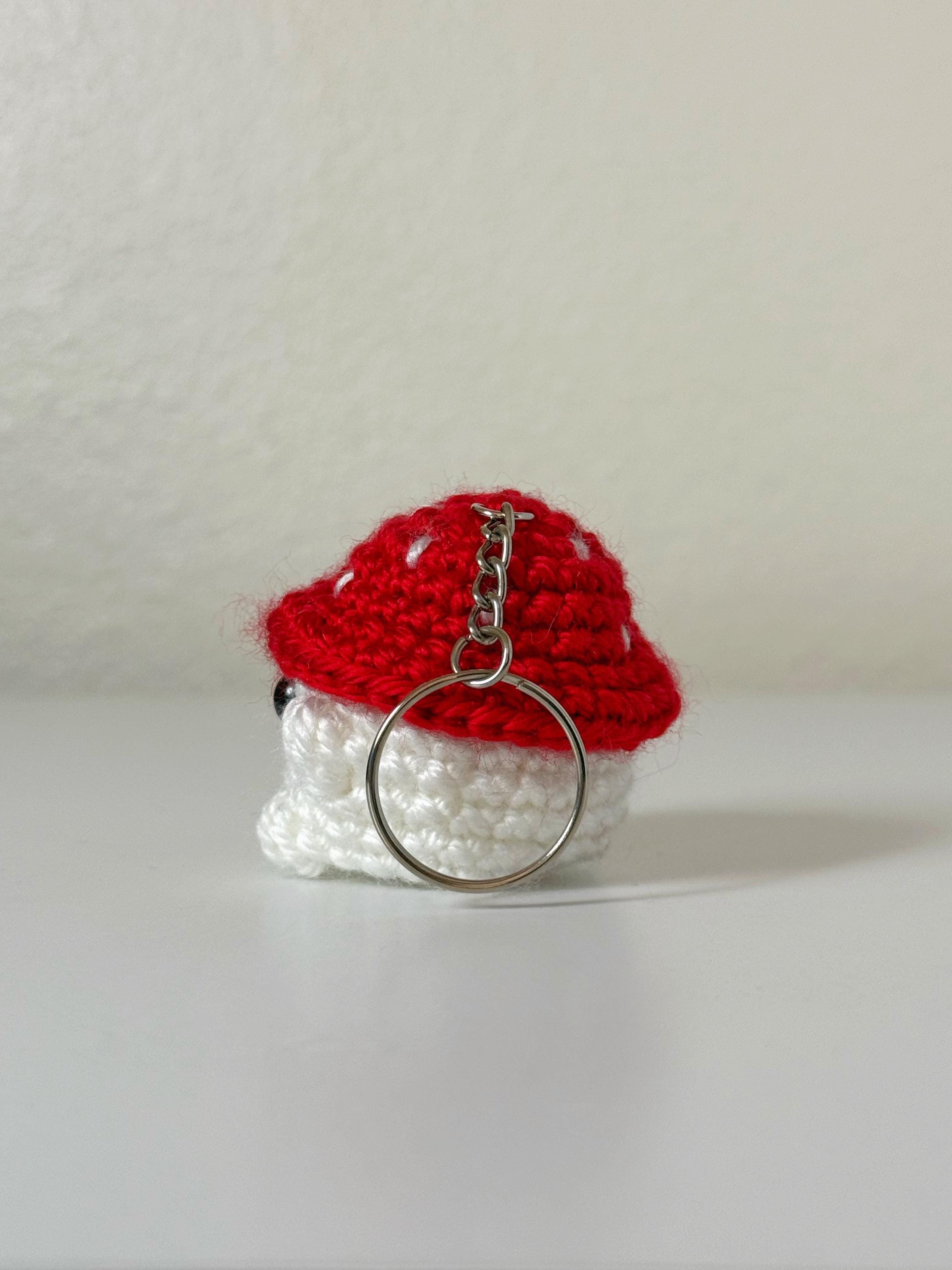Crochet Mushroom Boy Keychain, Cute Handmade Backpack Charm, Amigurumi ...