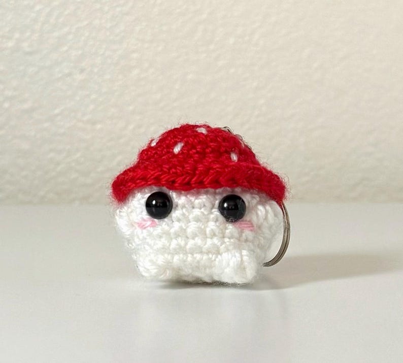 Crochet Mushroom Boy Keychain, Cute Handmade Backpack Charm, Amigurumi ...