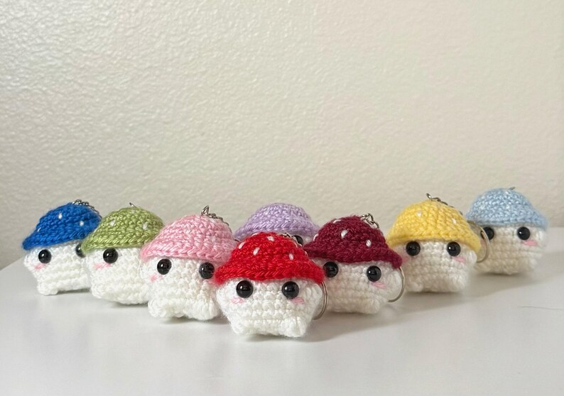 Crochet Mushroom Boy Keychain, Cute Handmade Backpack Charm, Amigurumi ...