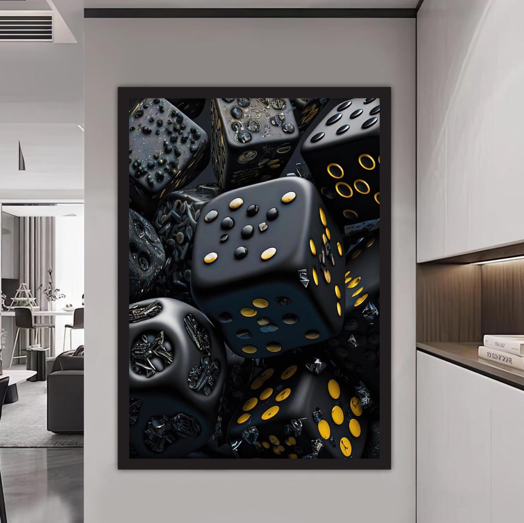 Dice Canvas Painting, Gambler Wall Painting, Dice Home Decor, Modern ...