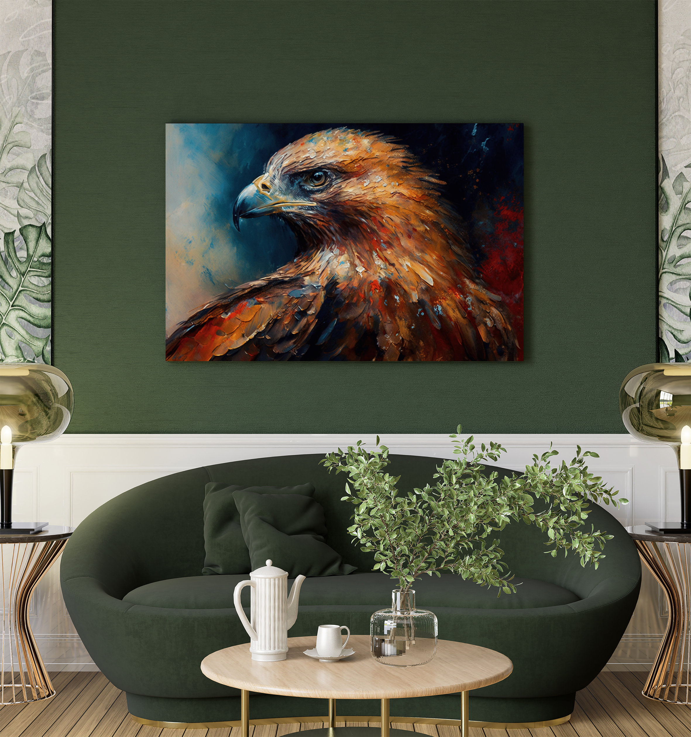 Bald Eagle Design Canvas Wall Art, Eagle Painting Design Poster ...
