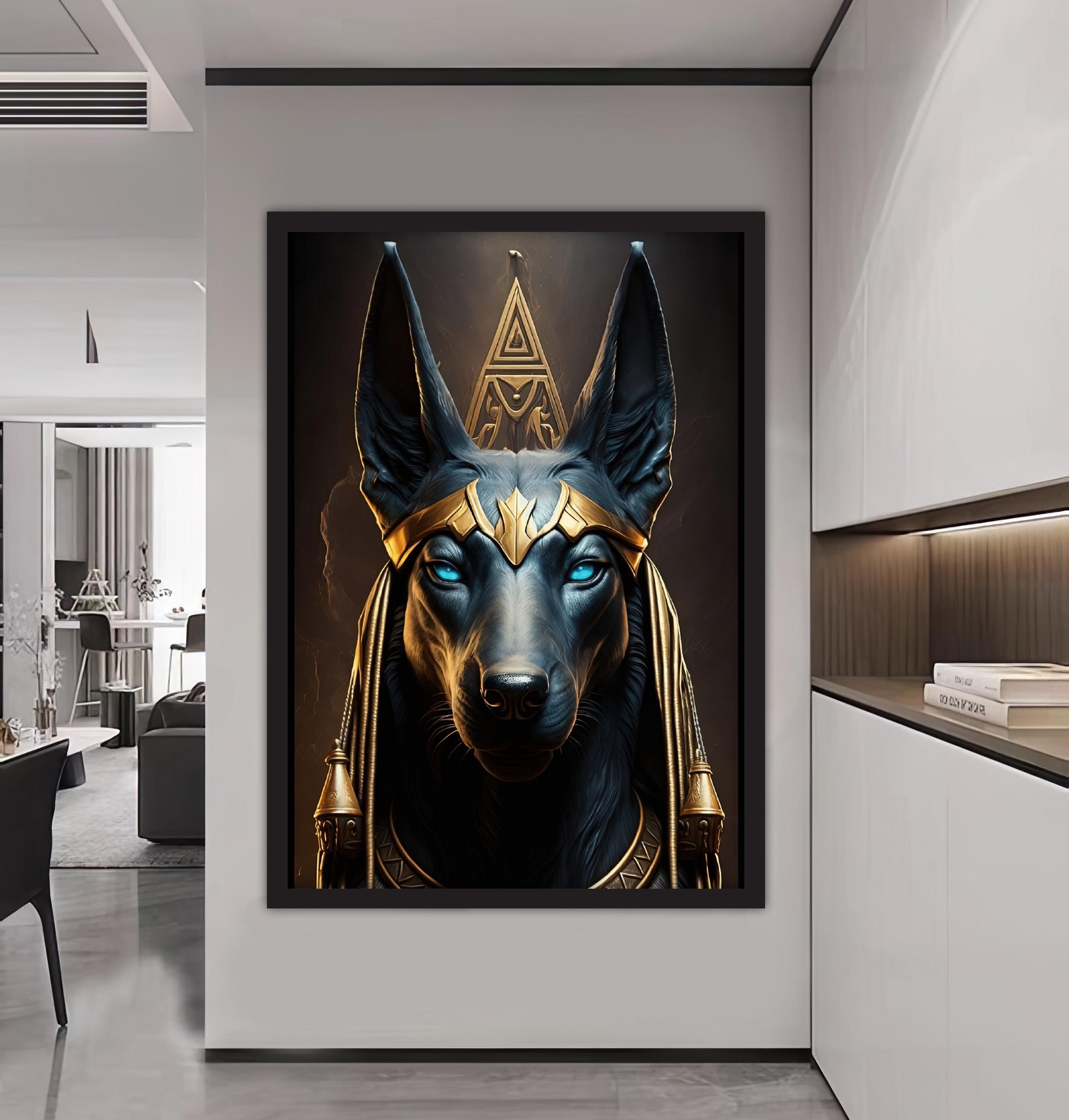 Egyptian God Anubis Canvas Painting, Anubis Wall Painting, Mythology ...
