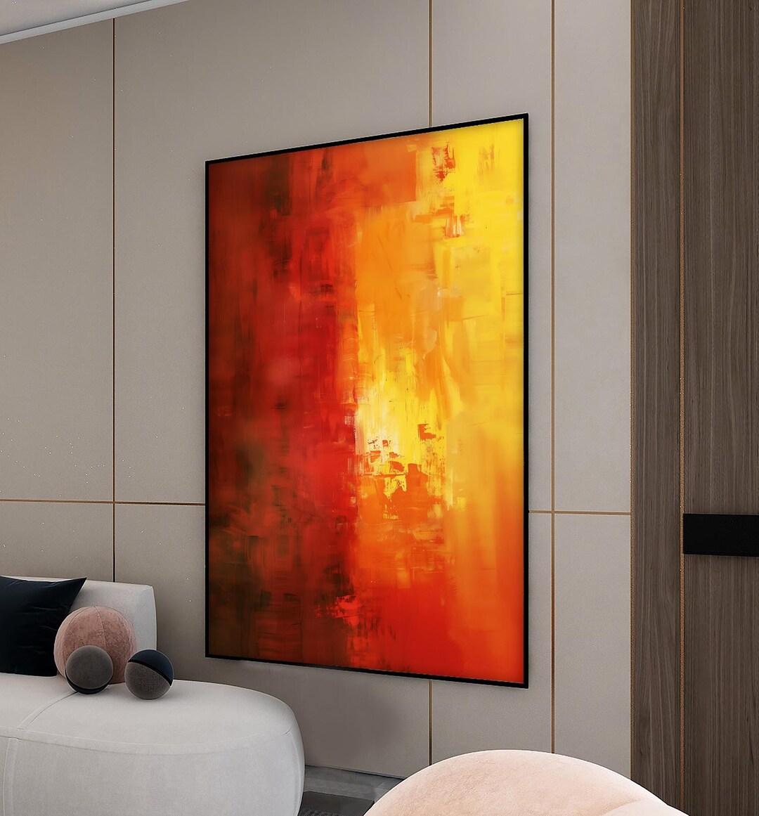 Red Abstract Canvas Painting, Red Wall Painting, Abstract Home Decor ...