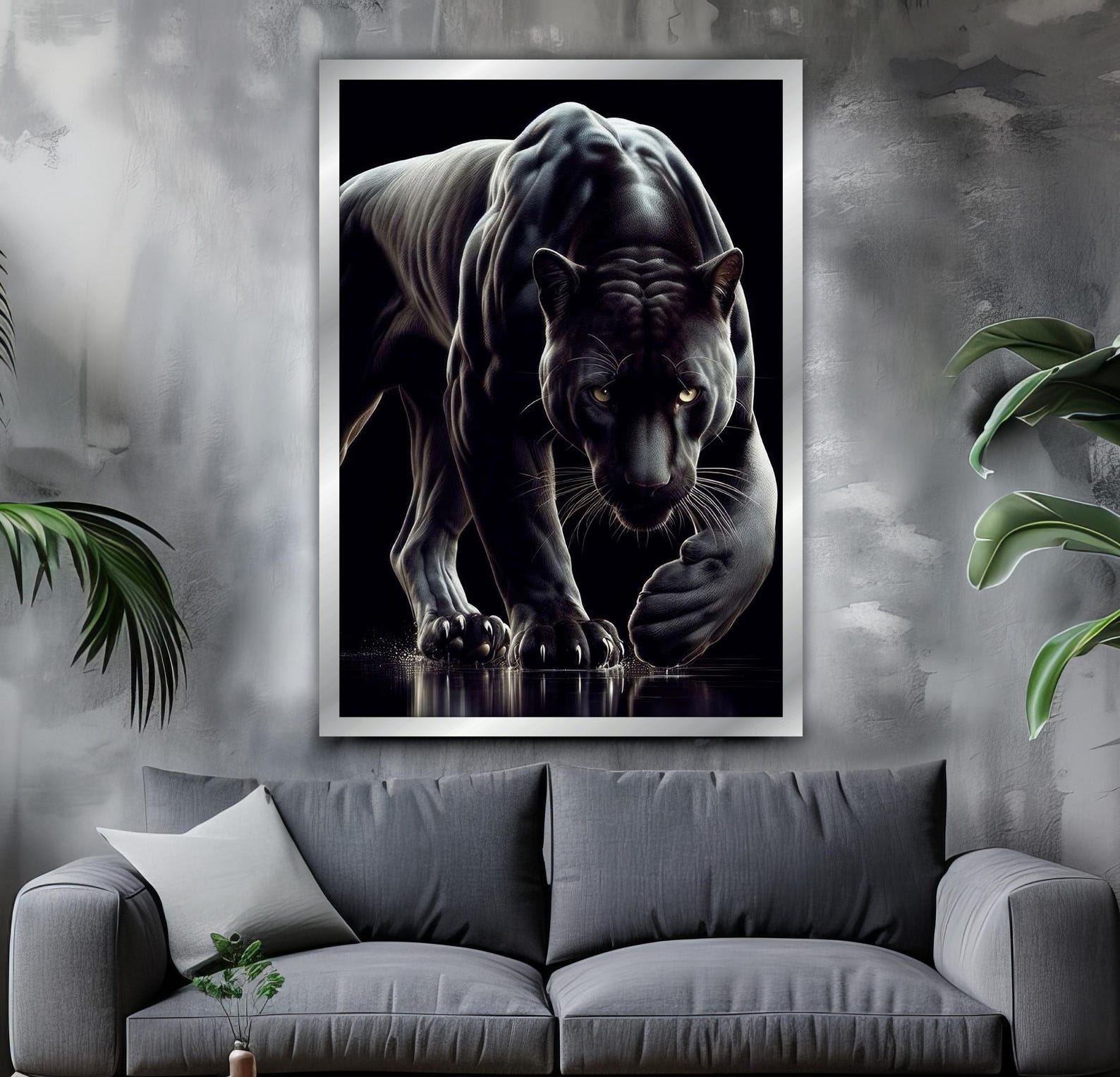 Black Panther Canvas Painting, Animal Wall Painting, Panther Home Decor ...