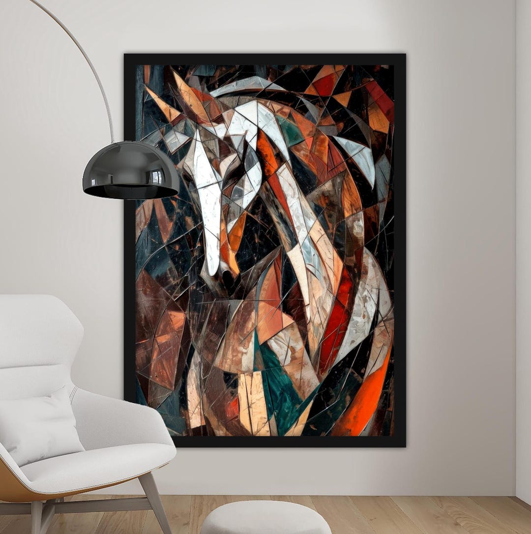 Cubism Horse Canvas Painting, Animal Wall Painting, Horse Home Decor ...