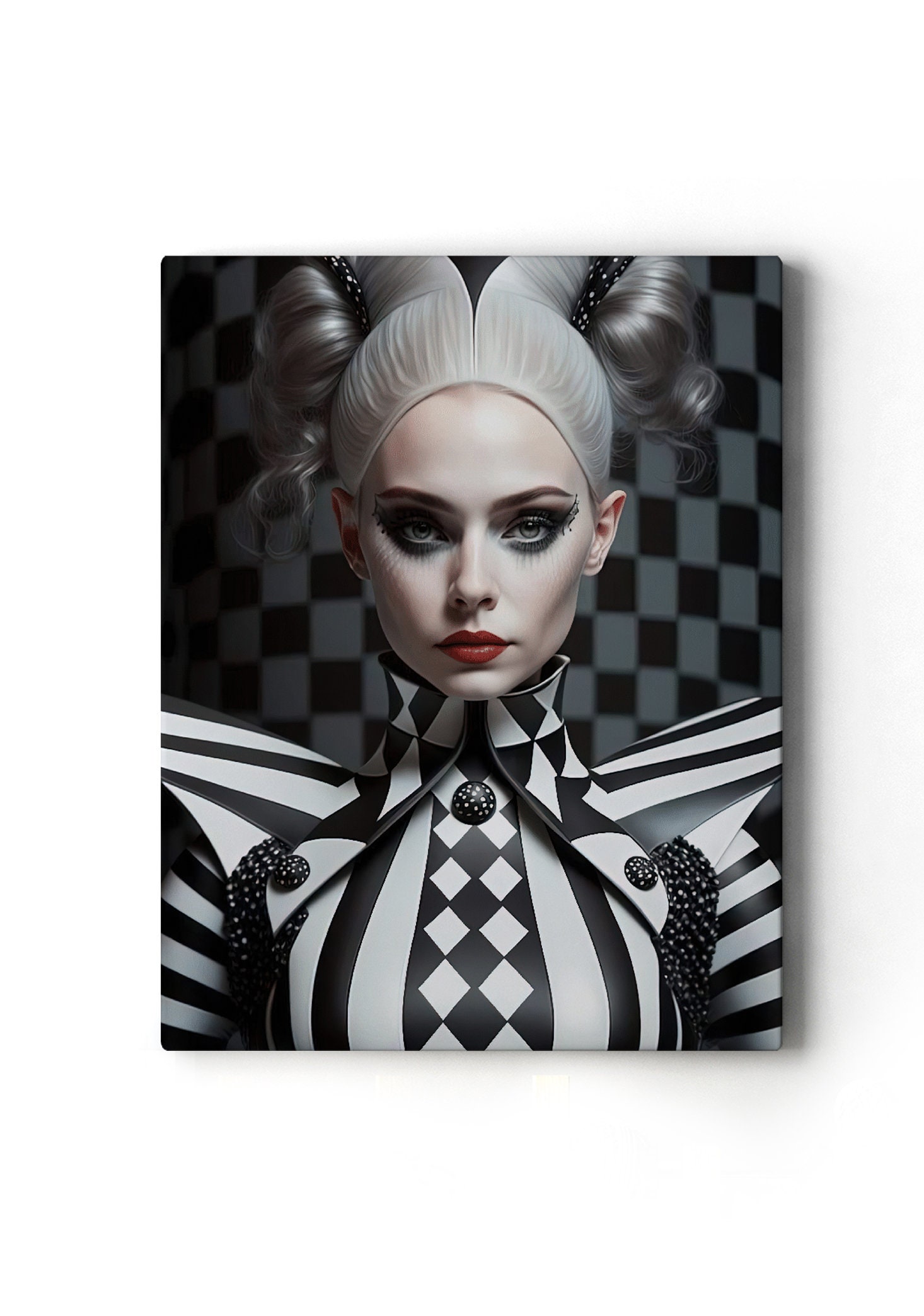 Retro Checkered Women's Design Canvas, Vintage Girl Design Poster ...