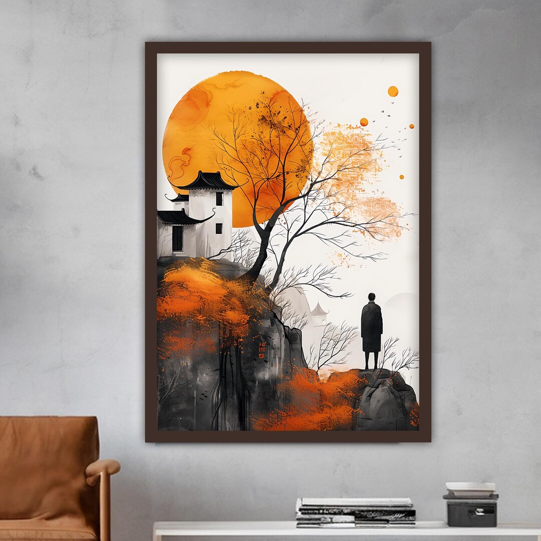 Japanese Landscape Canvas Painting, Japanese Wall Painting, Landscape ...