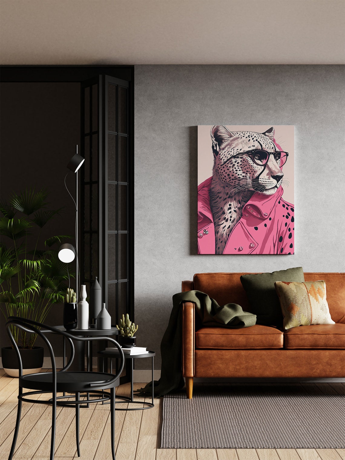 Pink Panther Design Canvas, Cute Pink Panther Abstract Art Prints ...