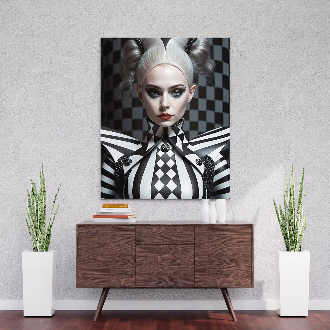 Retro Checkered Women's Design Canvas, Vintage Girl Design Poster ...