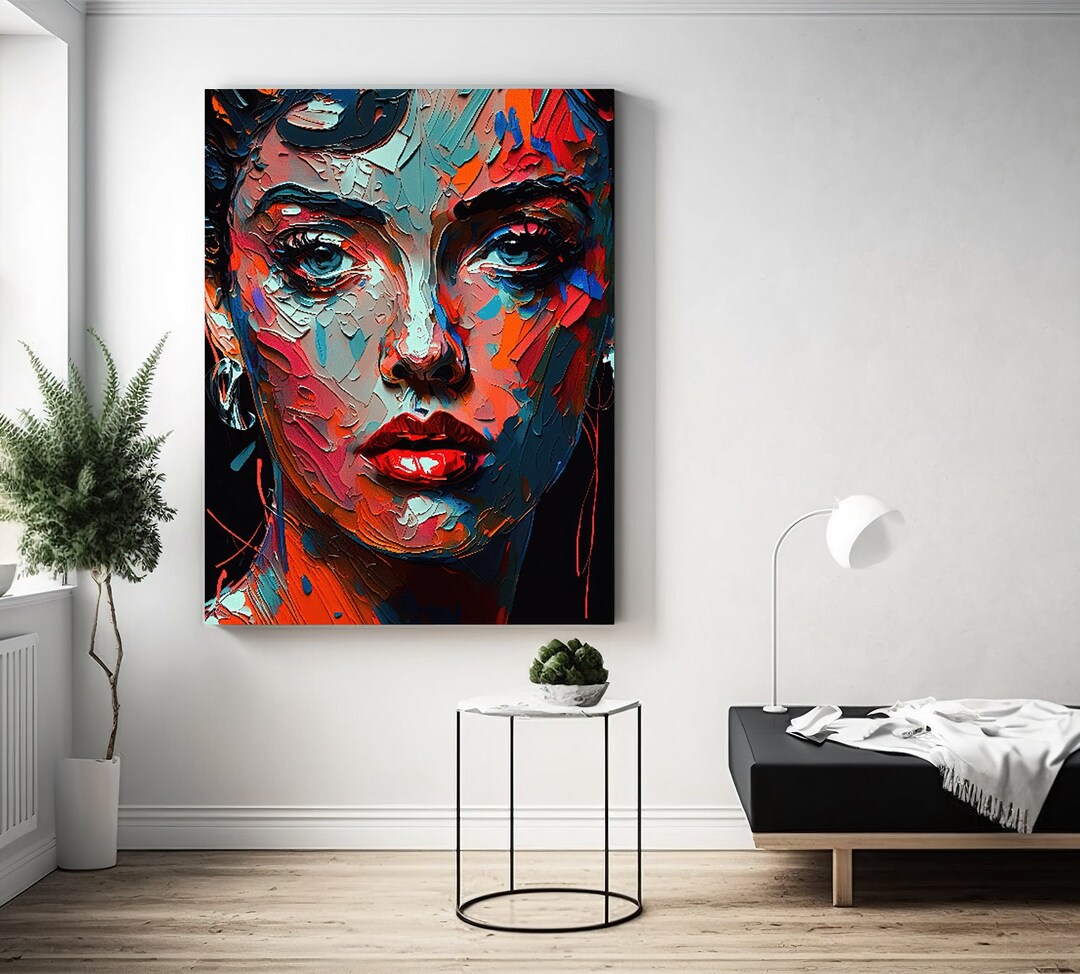 Colorful Woman Portrait Canvas, Woman Face Design Poster, Cool Girl ...