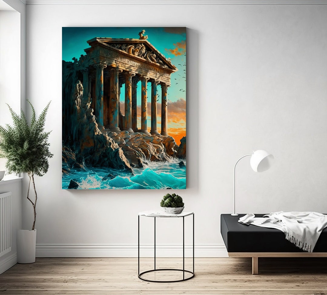 Athens Temple Canvas, Greece Temple Designed Poster, Temple Olympian ...