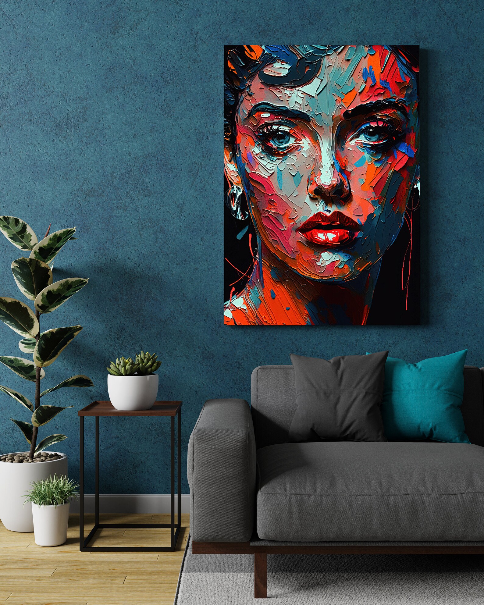 Colorful Woman Portrait Canvas, Woman Face Design Poster, Cool Girl ...
