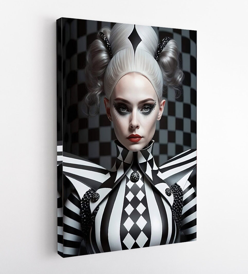 Retro Checkered Women's Design Canvas, Vintage Girl Design Poster ...