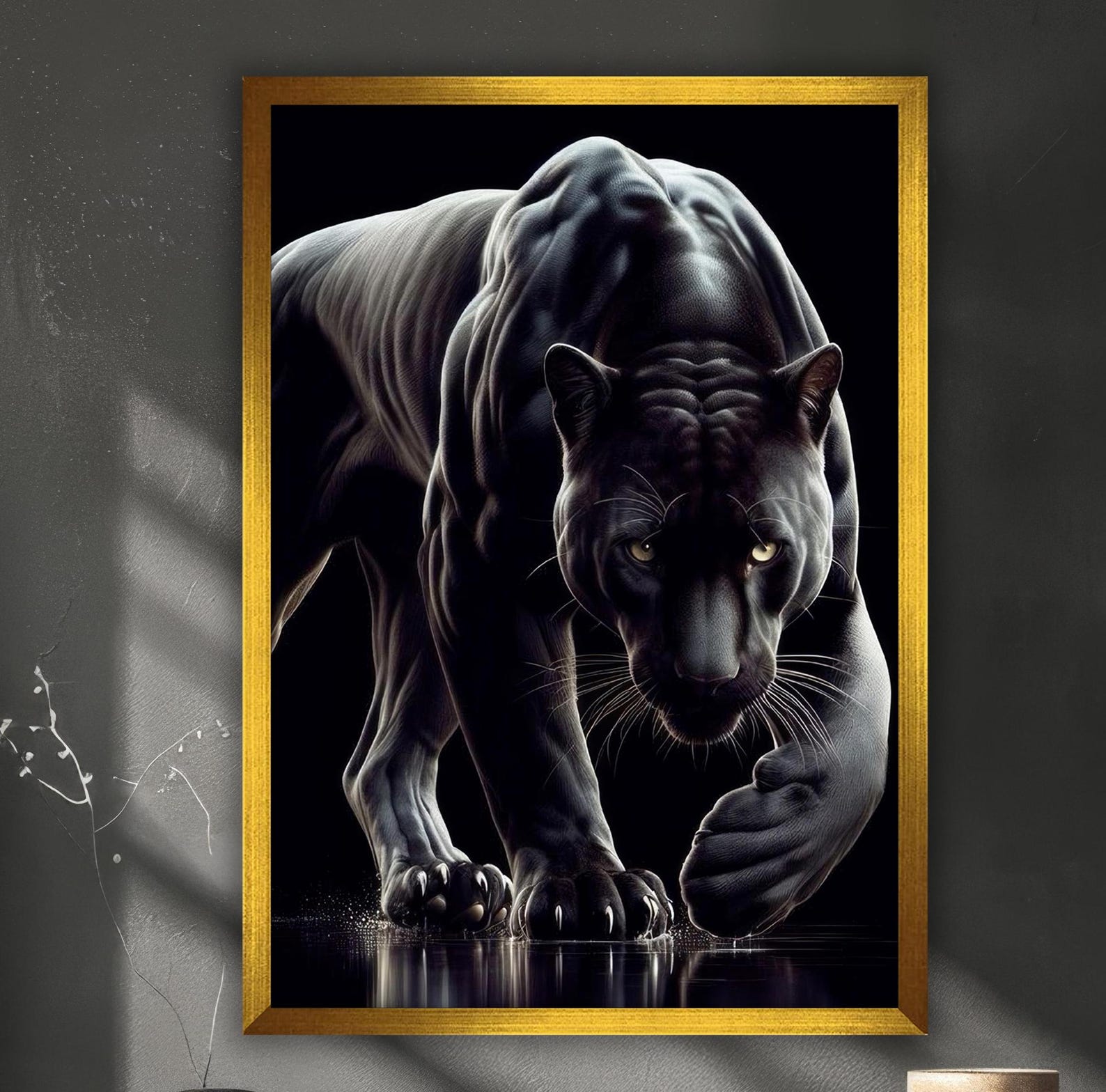 Black Panther Canvas Painting, Animal Wall Painting, Panther Home Decor ...