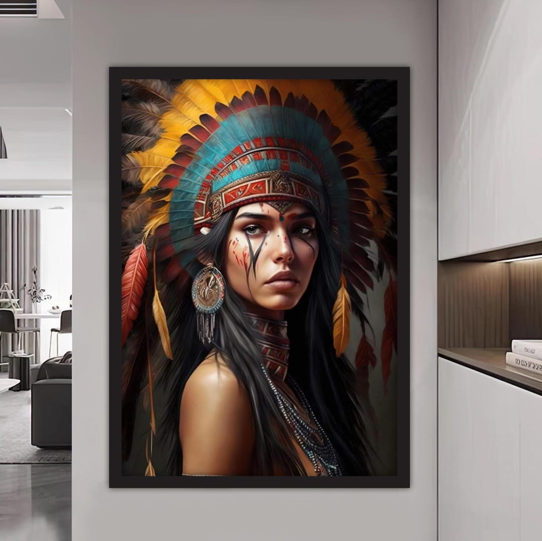 Native American Woman Canvas Painting, American Wall Painting, Native ...