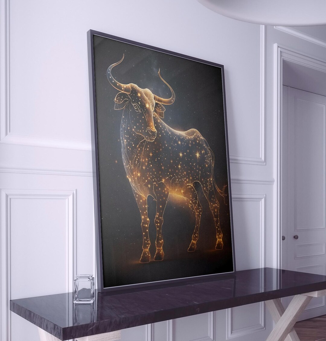 Taurus Zodiac Sign Canvas Painting, Esotericism Wall Painting, Zodiac ...