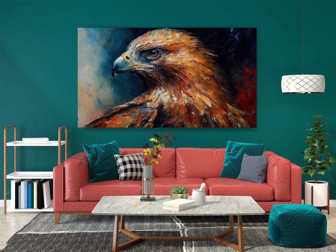 Bald Eagle Design Canvas Wall Art, Eagle Painting Design Poster ...