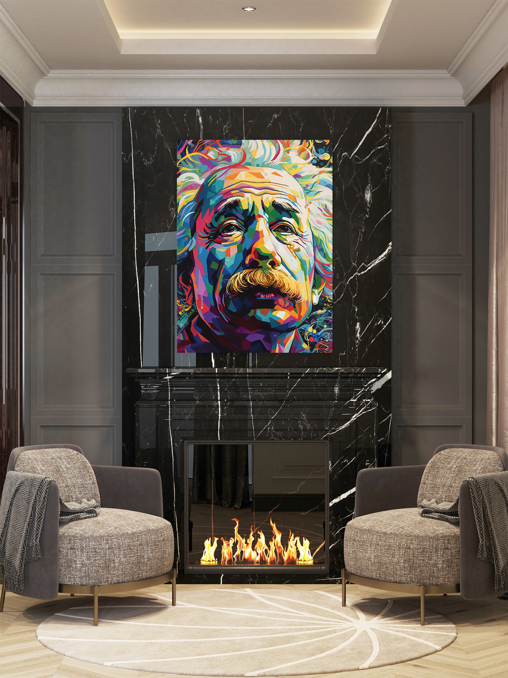 Colorful Einstein Canvas, Albert Einstein Designed Poster, Abstract ...