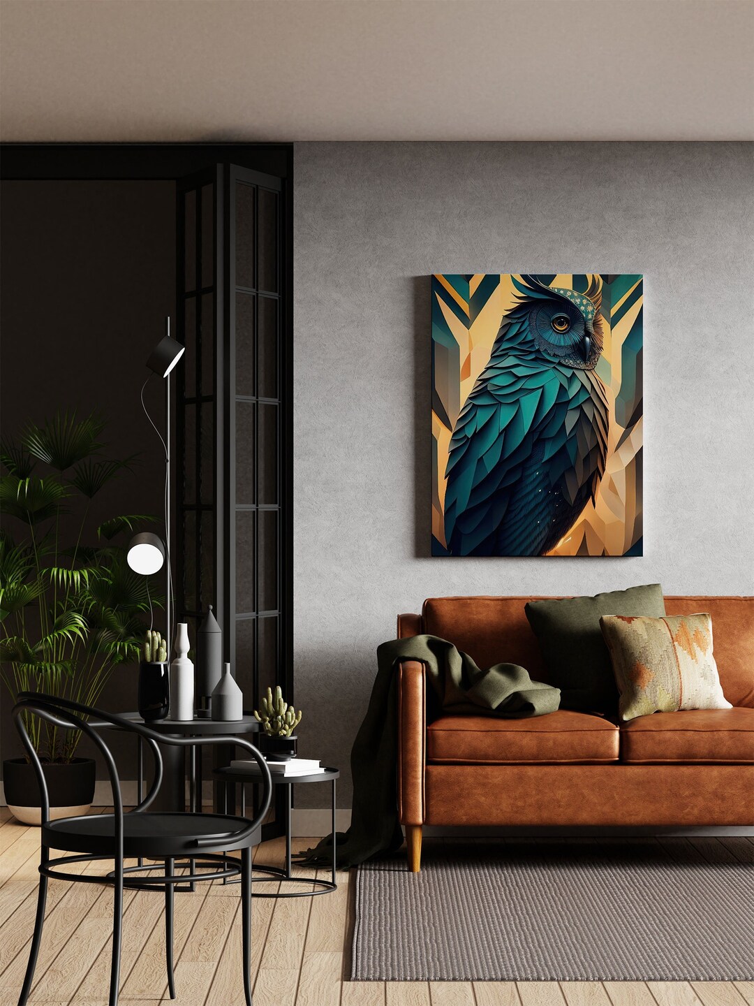 Graphic Owl Canvas Wall Art, Owl Lover Poster, Animal Lover Wall Art ...