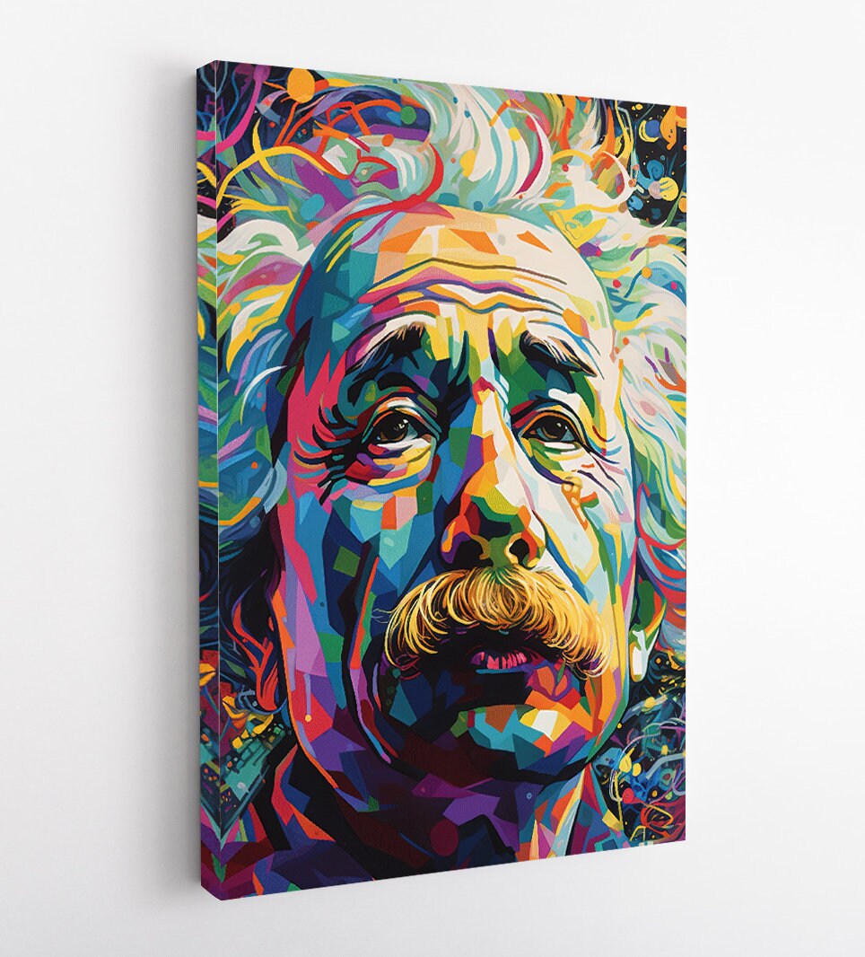 Colorful Einstein Canvas, Albert Einstein Designed Poster, Abstract ...