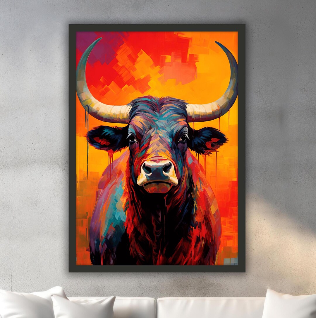 Bull Canvas Painting, Matador Wall Painting, Bull Home Decor, Modern ...
