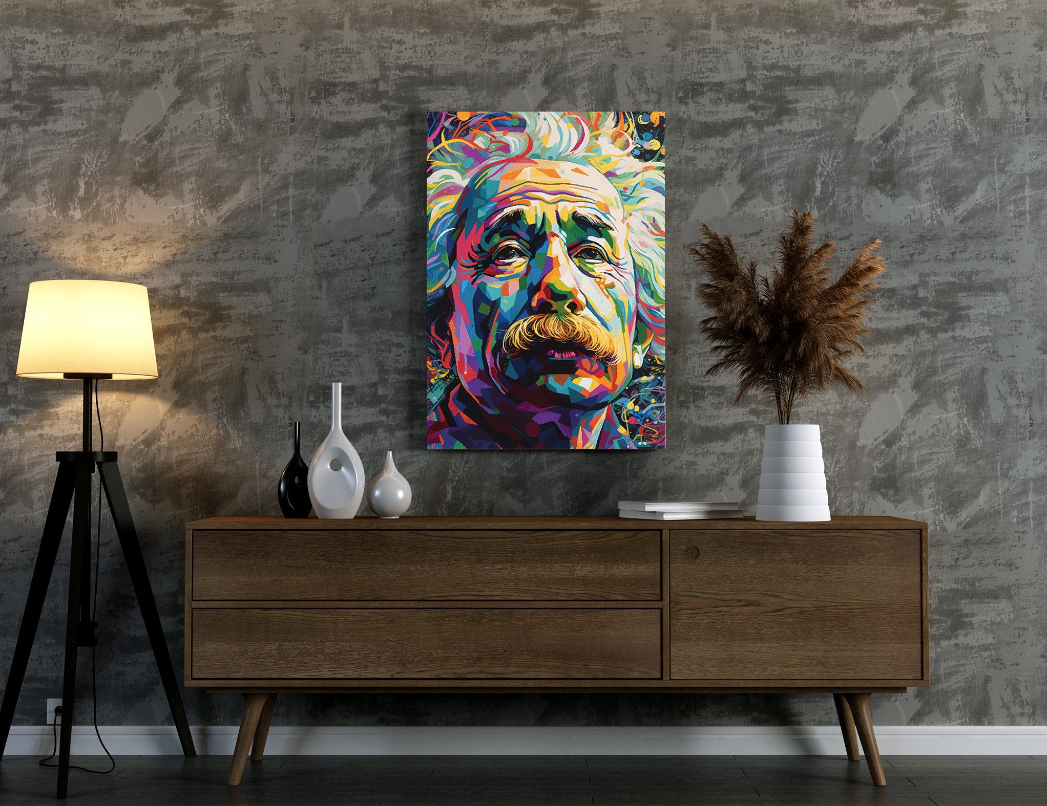 Colorful Einstein Canvas, Albert Einstein Designed Poster, Abstract ...