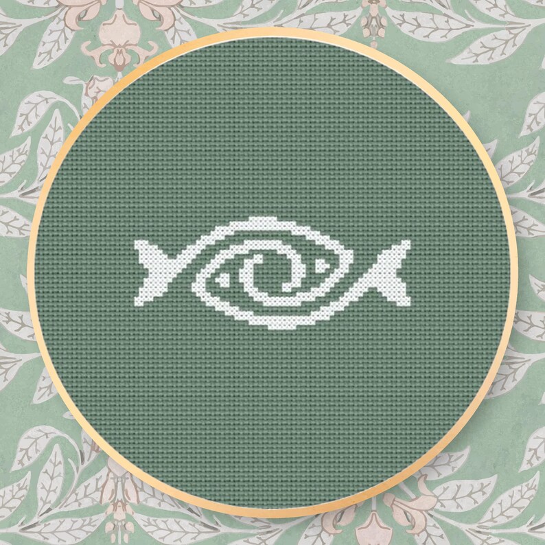 Minimalist Fishes Cross Stitch Pattern, Pisces Zodiac Sign Cross Stitch ...