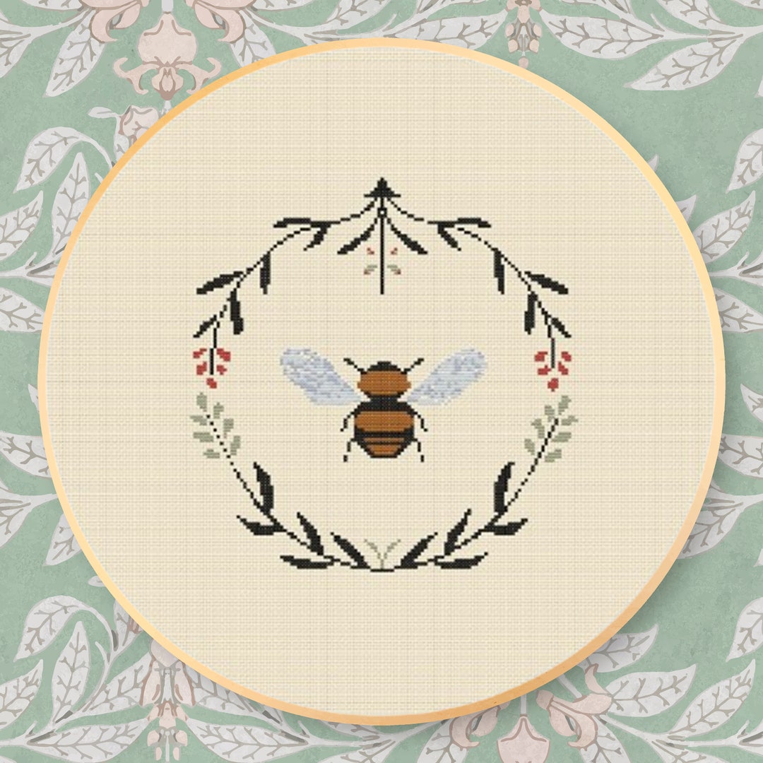 Cute Bee Cross Stitch Pattern, Nature Cross Stitch, Insect Cross Stitch ...