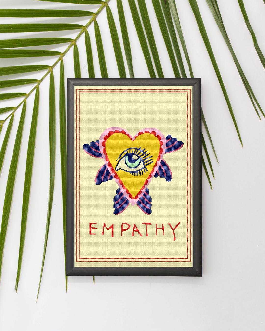 Empathy Cross Stitch Pattern, Evil Eye Heart Cross Stitch, Witchy Cross ...
