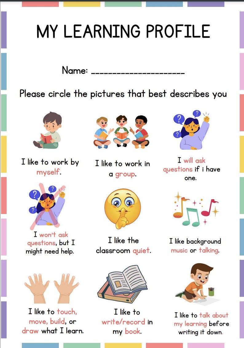 Student Learning Profiles - Etsy