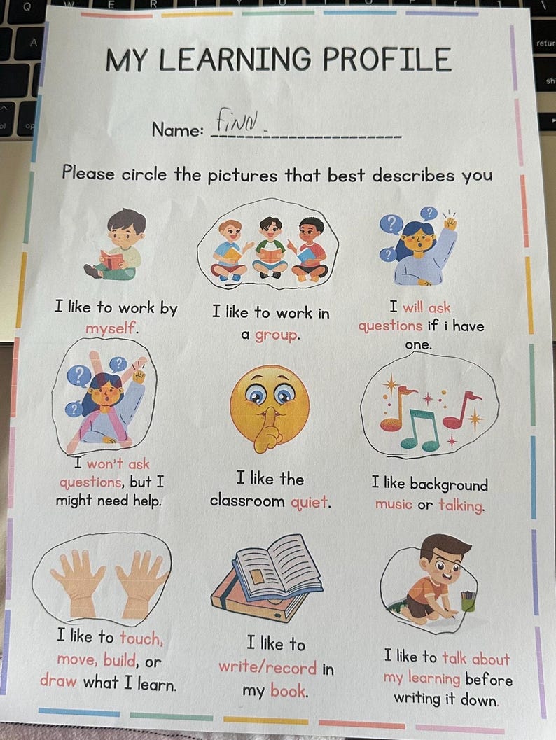 Student Learning Profiles - Etsy