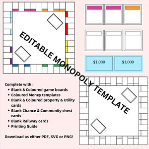 Blank Monopoly Template Bundle - Etsy